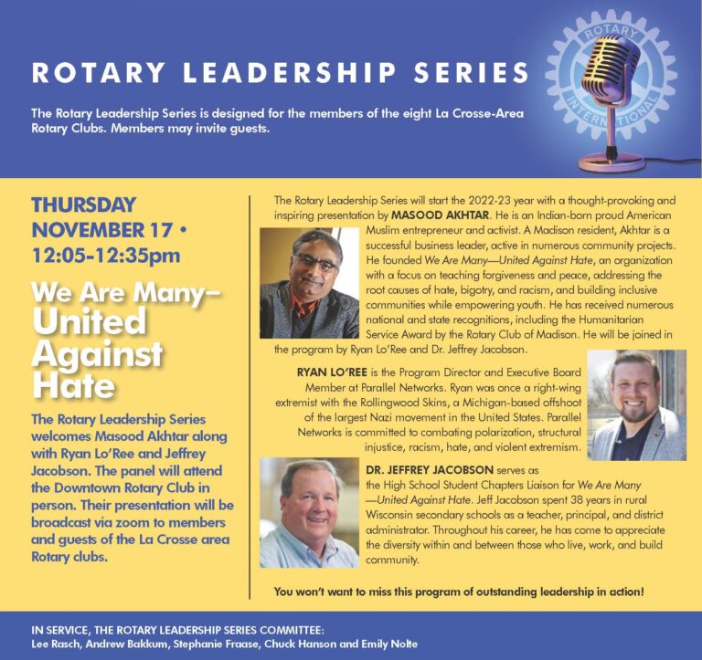 Rotary Leadership Series – We Are Many – United Against Hate